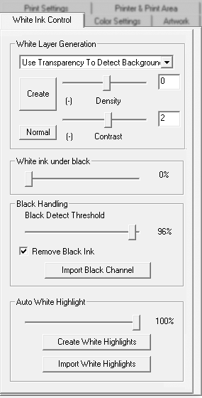 White Ink Settings